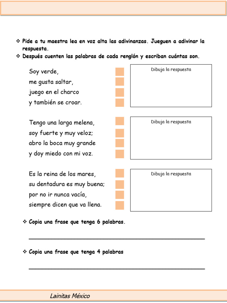 1er Grado - Español - Segmentación de Palabras | PDF