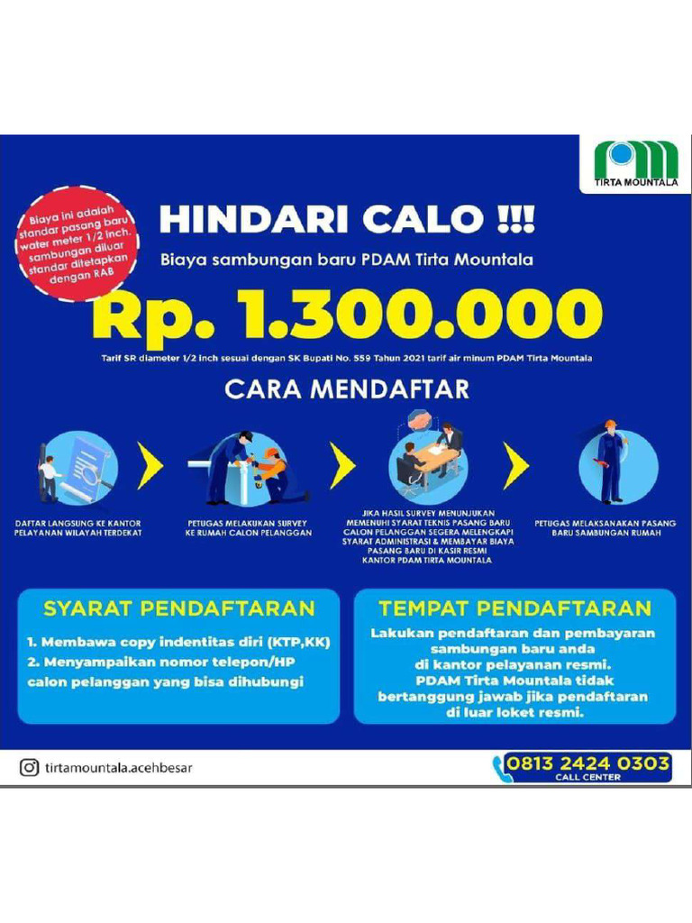 Biaya Pemasangan Baru Pdam Tirta Mountala | PDF
