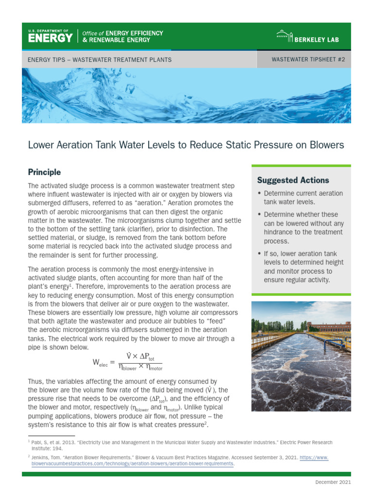 Tipsheet 2 - Lower Aeration Tanks - Final | PDF | Sewage Treatment ...