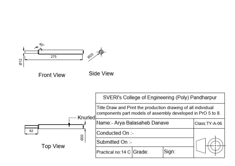 Engineering Drawing Assignment | PDF