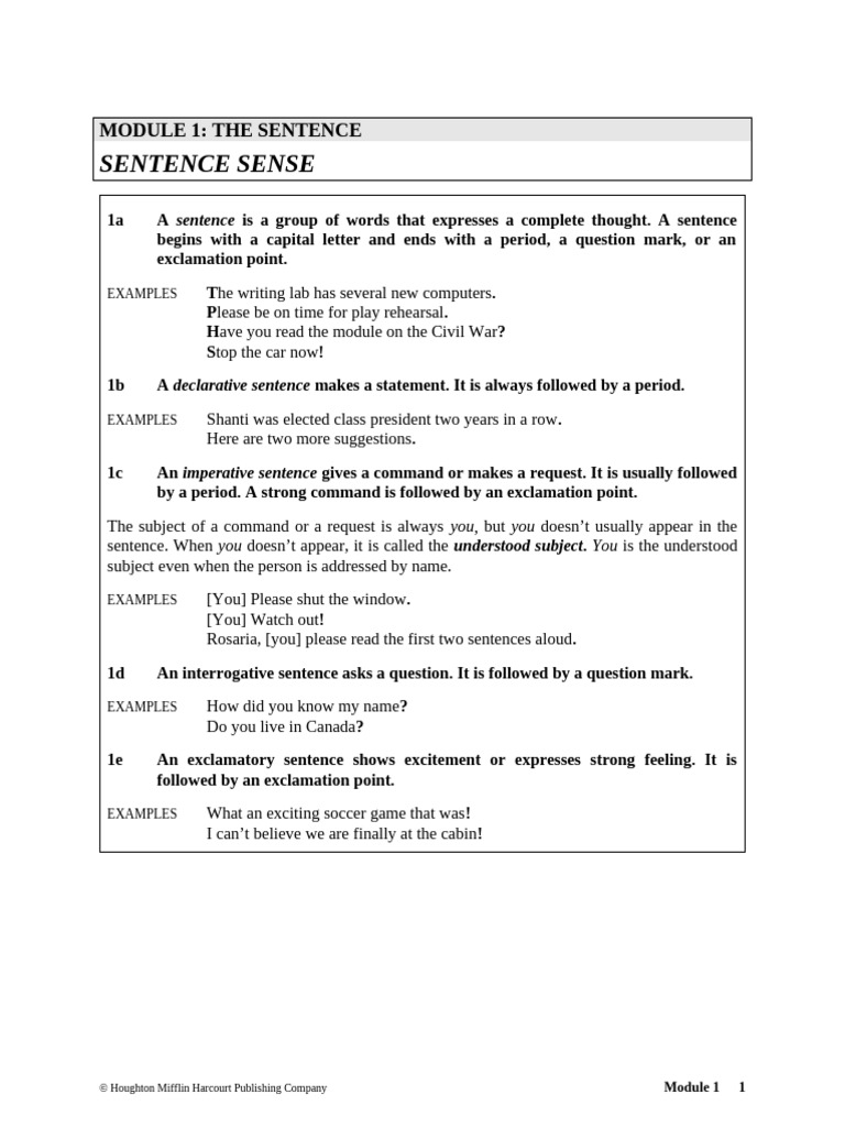 Sentence Sense | PDF | Sentence (Linguistics) | Question