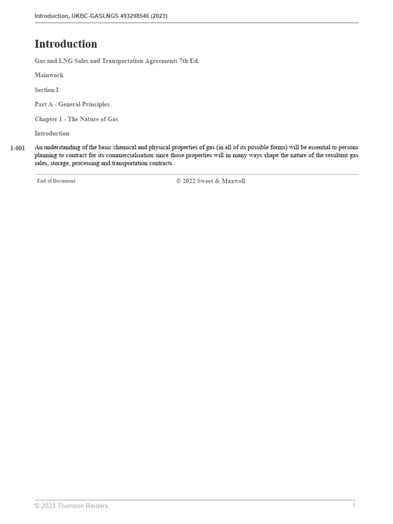 Gas and LNG Sales and Transportation Agreements - Principles and ...