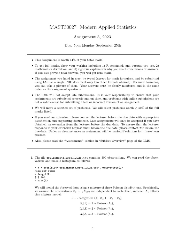 2023_Assignment3 | PDF | Poisson Distribution | Teaching Mathematics
