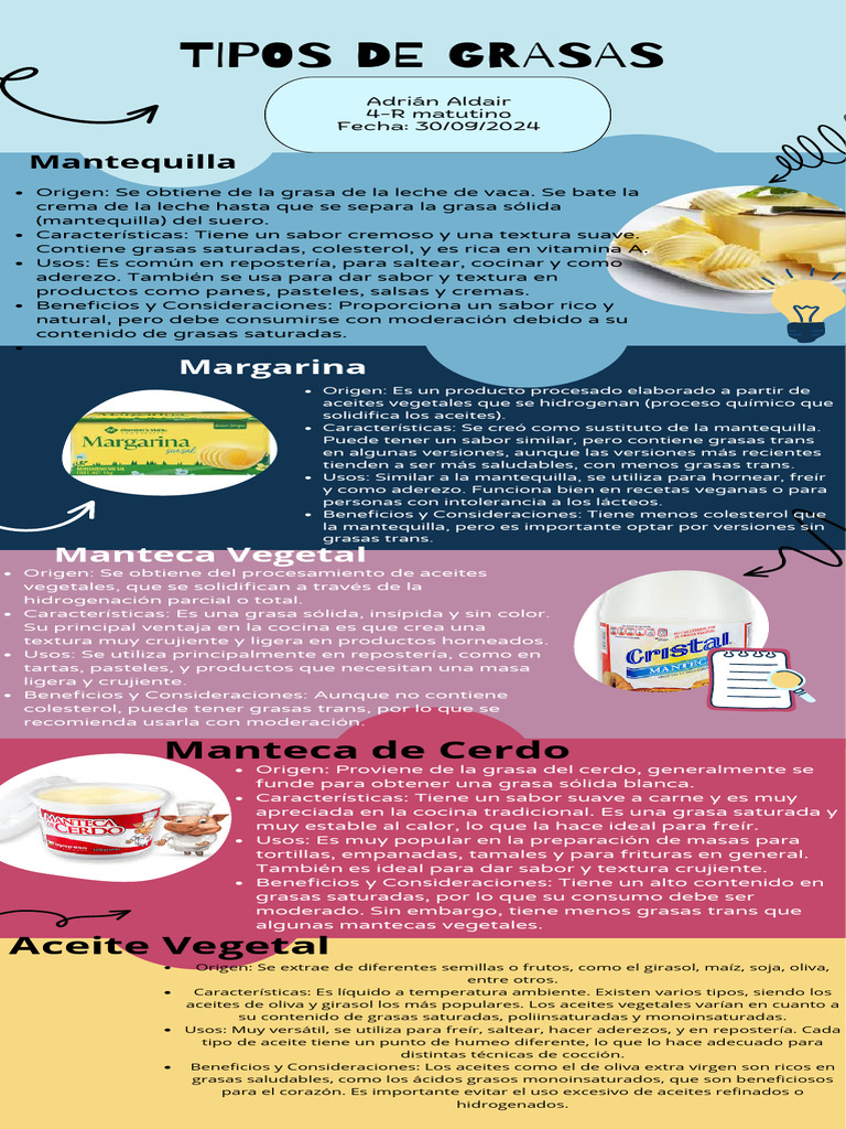 Tipos de Grasas | PDF | Aceite de cocina | gordo