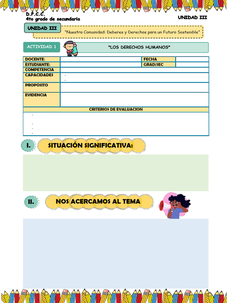 4° DPCC - Actv.01-Uni.3 2024 | PDF | Derechos humanos | Dignidad