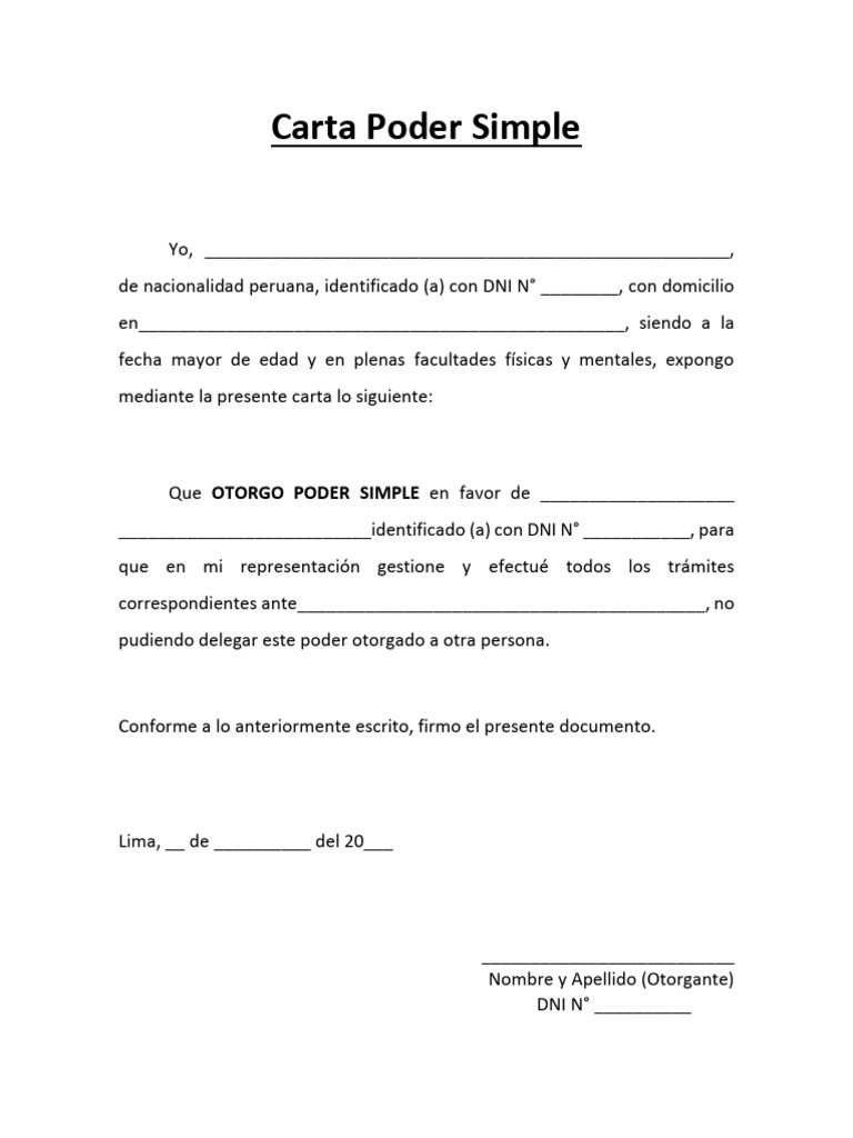 Carta Poder Simple Word | PDF