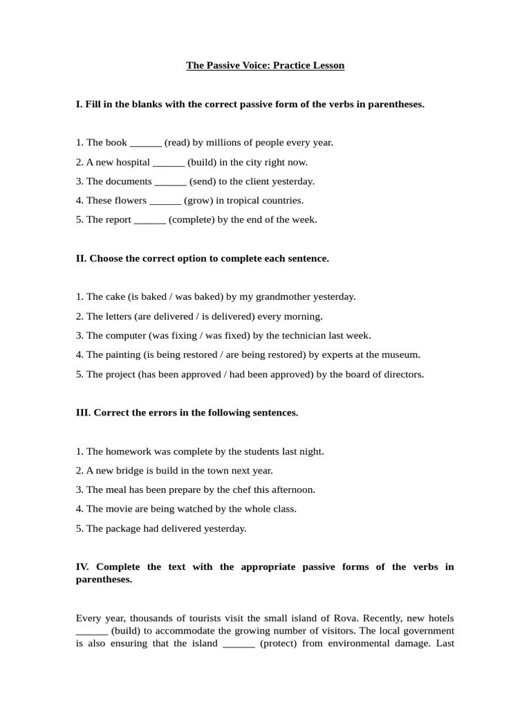 LEVEL 4 The Passive Voice Practice | PDF