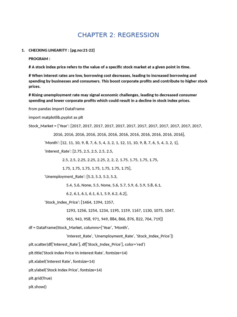 1. ML python exercises UOM BDS regression (1) | PDF | Linear Regression ...