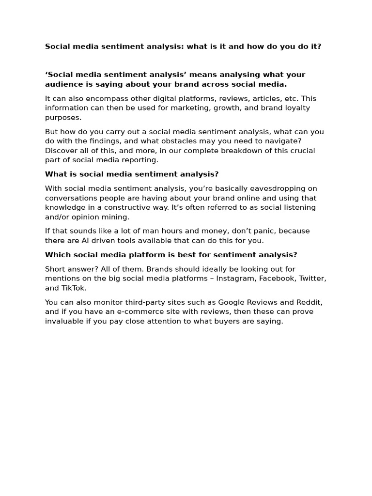 Social Media Sentiment Guide | PDF | Social Media | Popular Culture ...