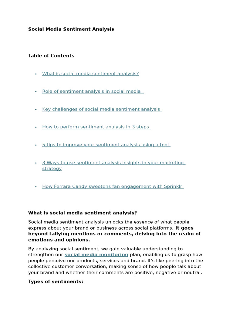 Social Media Sentiment Analysis | PDF | Social Media | Popular Culture ...