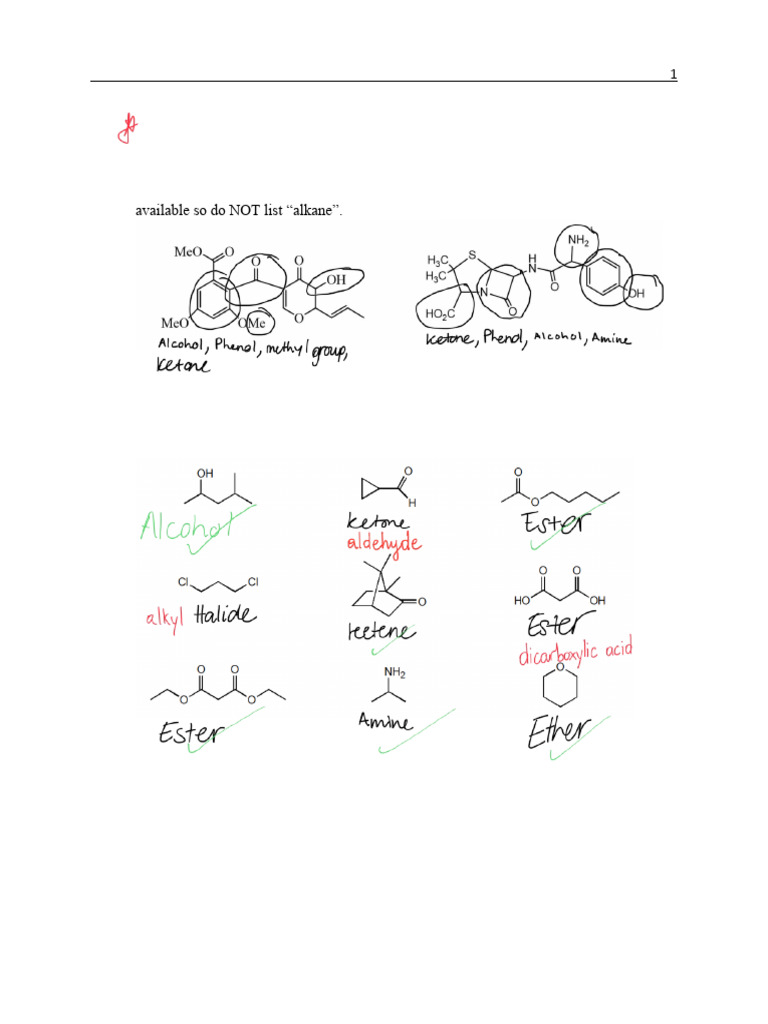 Organic Chemistry Functional Groups Worksheet