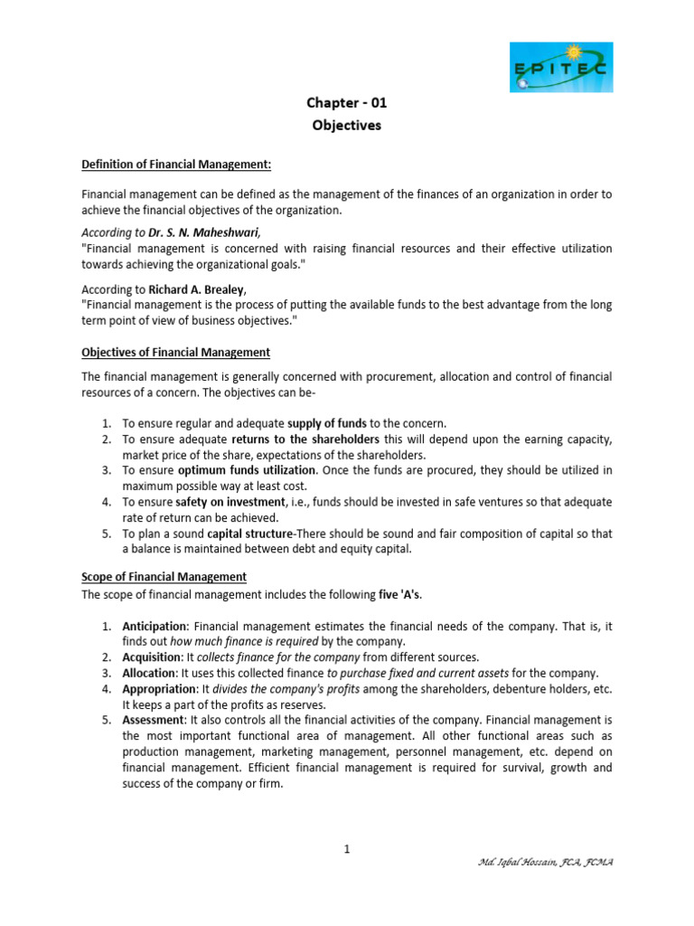 Chapter-1_Objectives_latest | PDF | Investing | Equity (Finance)