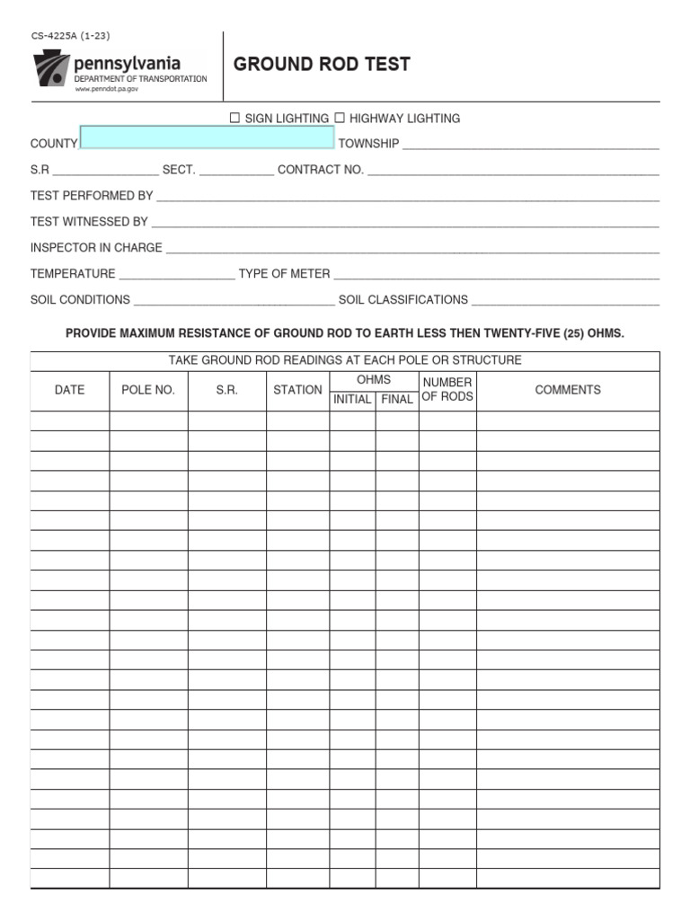 Ground Rod Test: Provide Maximum Resistance of Ground Rod To Earth Less ...
