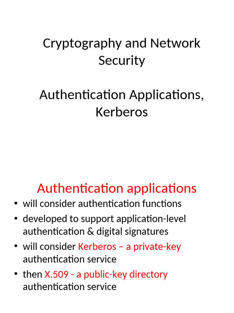 1 Auth appli, kerberos | PDF | Public Key Cryptography | Authentication