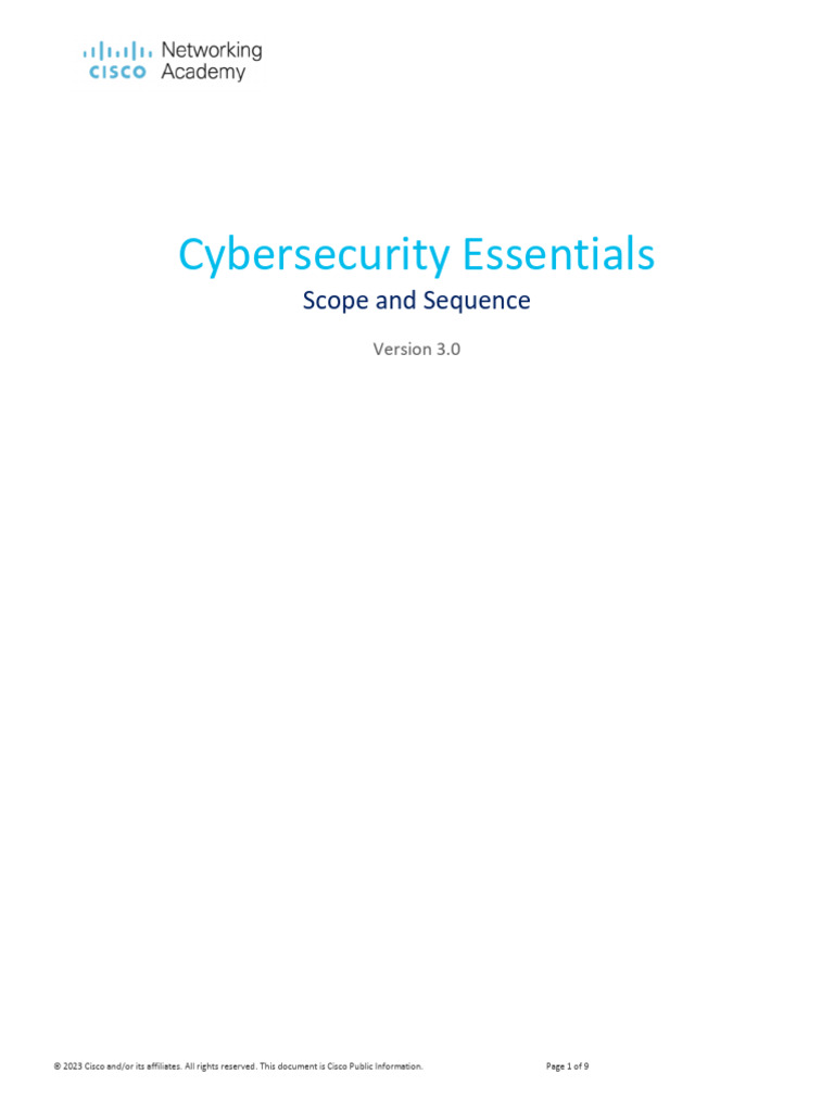 Cybersecurity Essentials 3 0 Scope and Sequence | PDF | Security ...