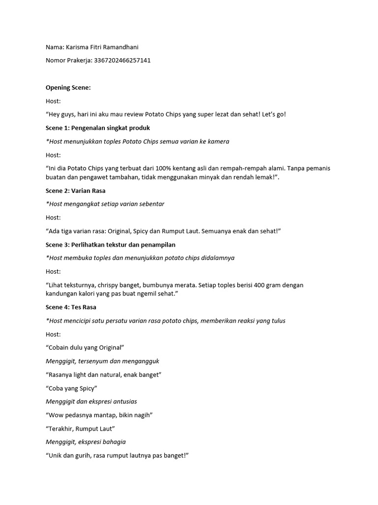 TPM 2 Membuat Script Video Ulasan Produk - (Karisma Fitri Ramandhani) | PDF