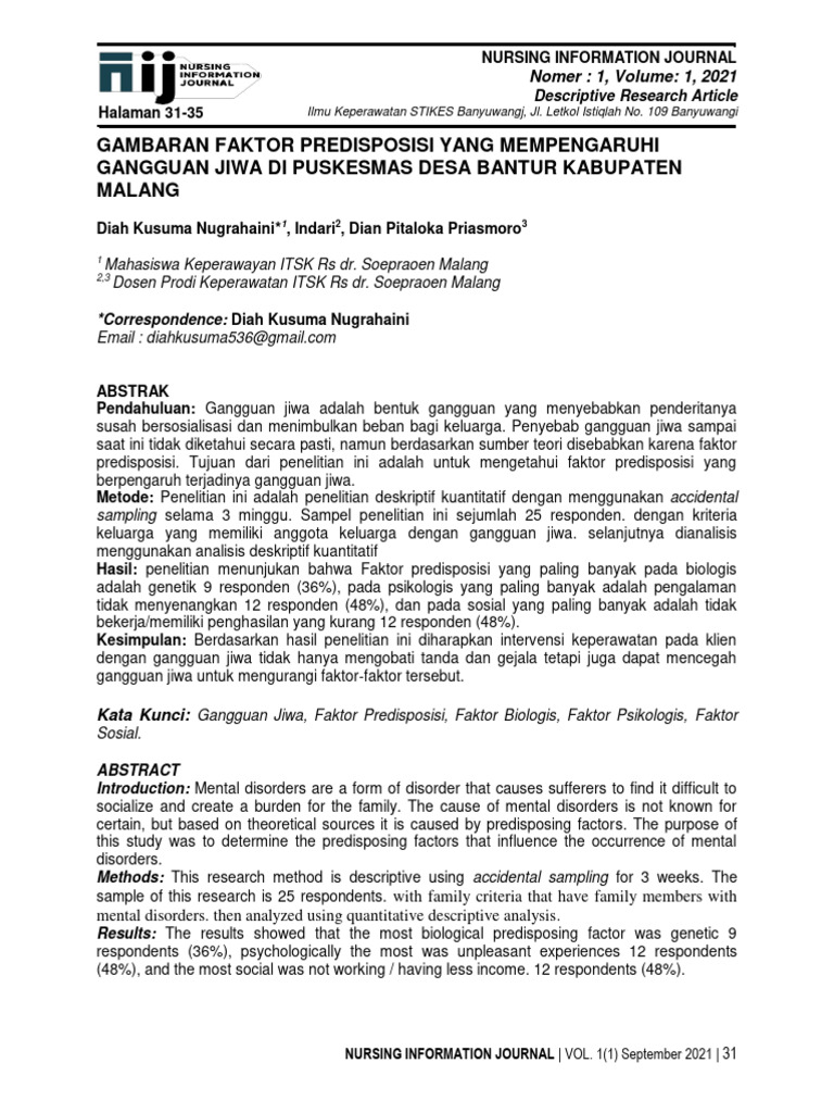 Gambaran Faktor Predisposisi Yang Mempen | PDF