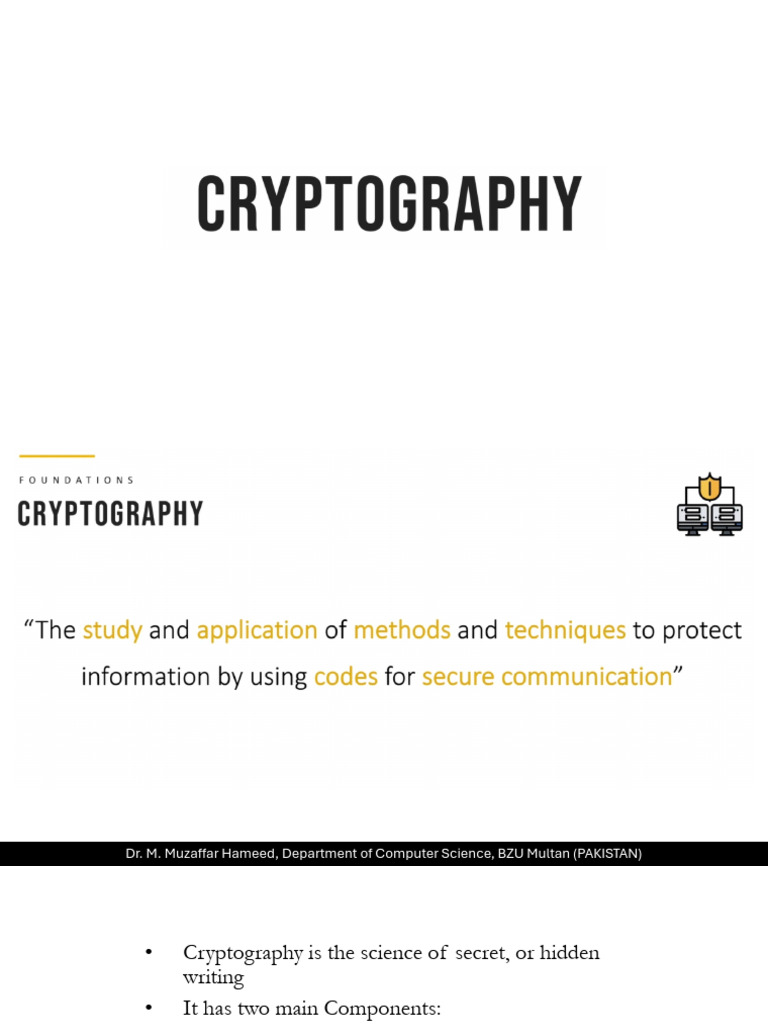 Lecture4-Cryptographyw | PDF | Cipher | Cryptography