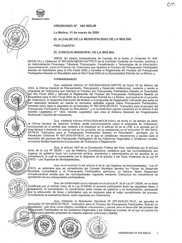 Ordenanza N°445-Mdlm | PDF