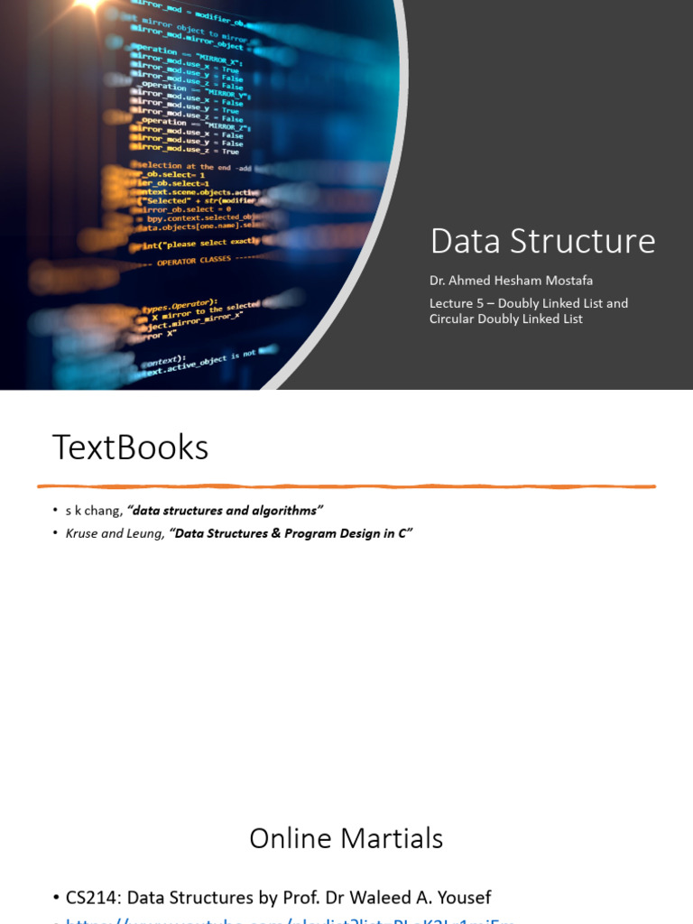 Cs Datastructure Lecture 5 Doubly Linked List And Circular Doubly Pdf