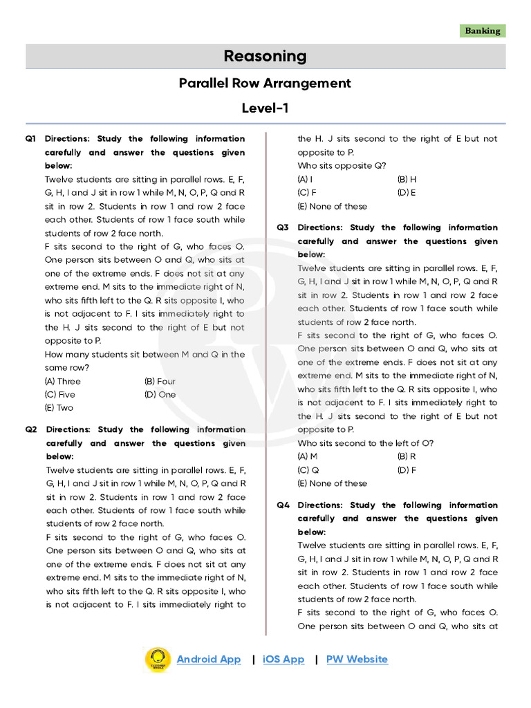 Parallel Row Arrangement _ Chapter Wise PDF (English) | PDF