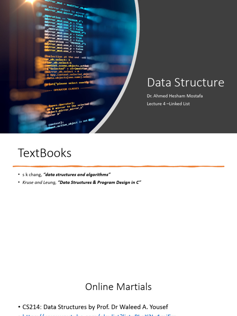 CS DataStructure-Lecture 4-List (Array and Linked) | PDF | Software Engineering | Computer ...