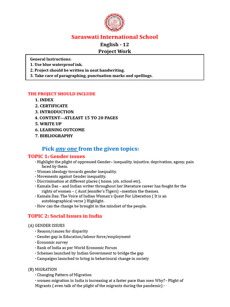 Gender Inequality Project Guidelines | PDF | Psychological Resilience ...