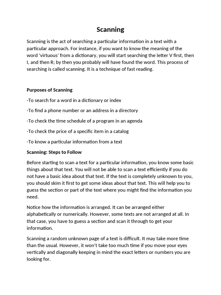 Scanning Techniques for Efficient Reading | PDF