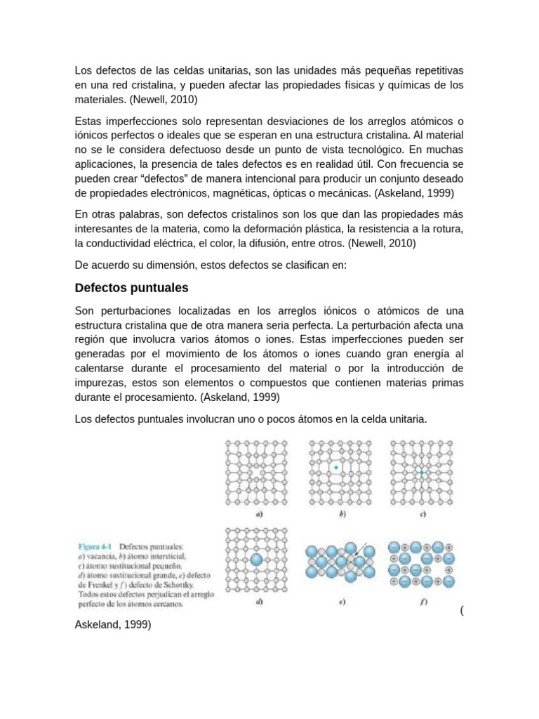 Defectos en Celdas Unitarias Cristalinas | PDF | Dislocación ...