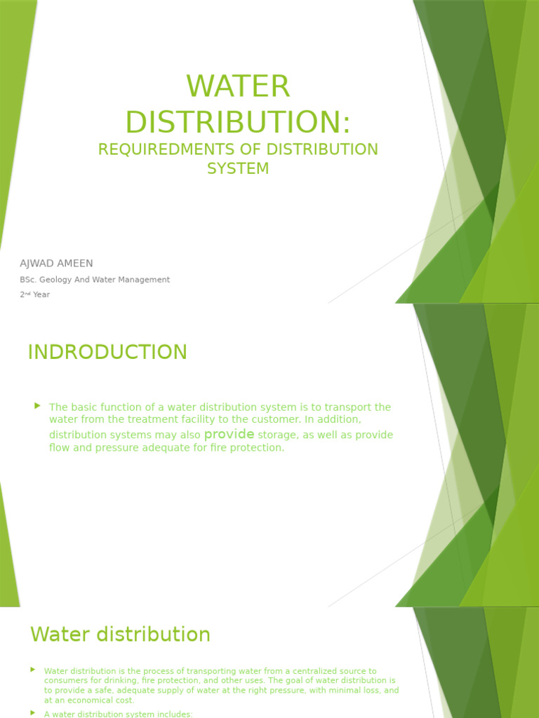Water Distribution System Overview | PDF | Water | Environmental Science