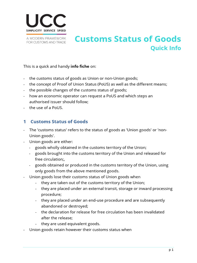 Customs Status Guide for Operators | PDF | Customs