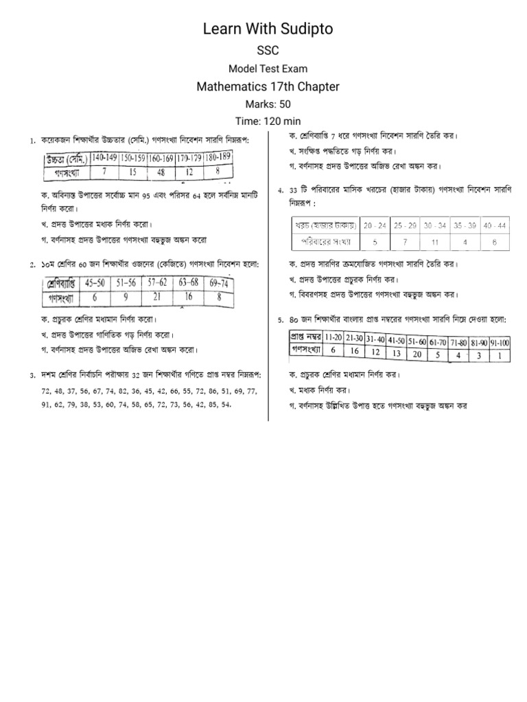 Learn With Sudipto: SSC Mathematics 17th Chapter | PDF