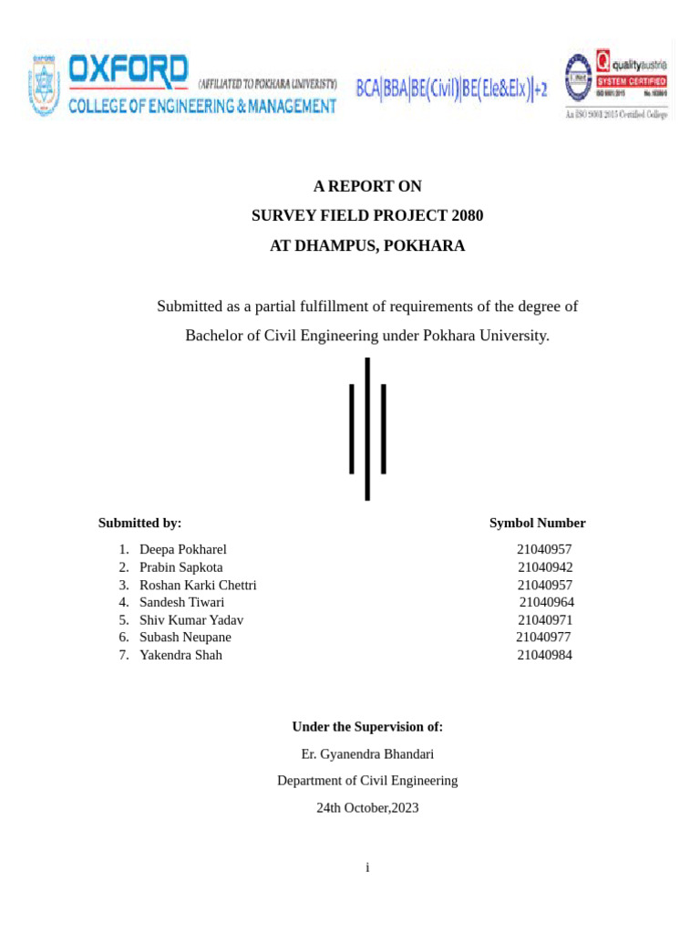 Engineering Survey Camp Report | PDF | Surveying | Topography