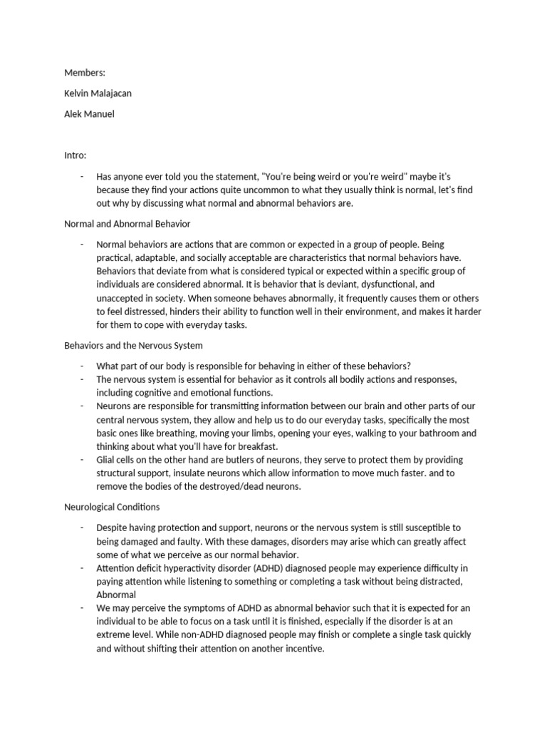 Script | PDF | Attention Deficit Hyperactivity Disorder | Nervous System