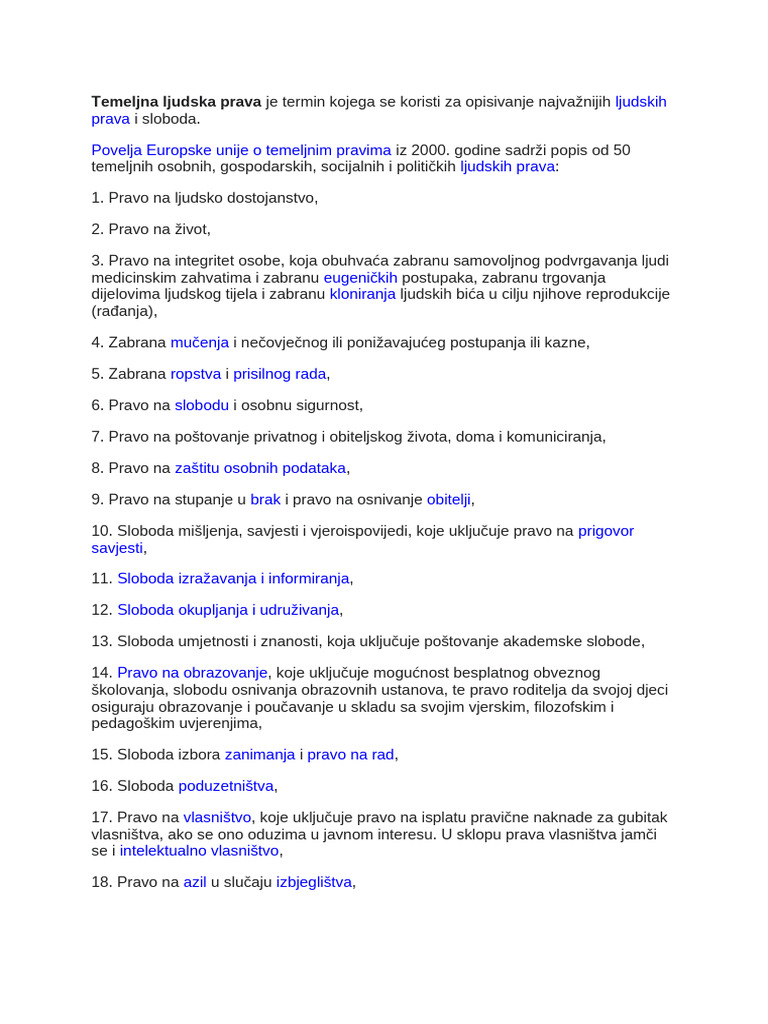 Temeljna Ljudska Prava | PDF
