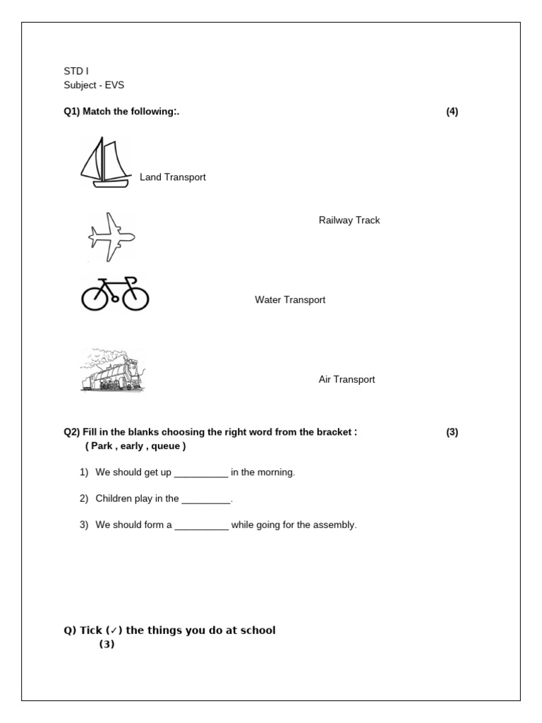 STD I II Unit Test (22-23) | PDF