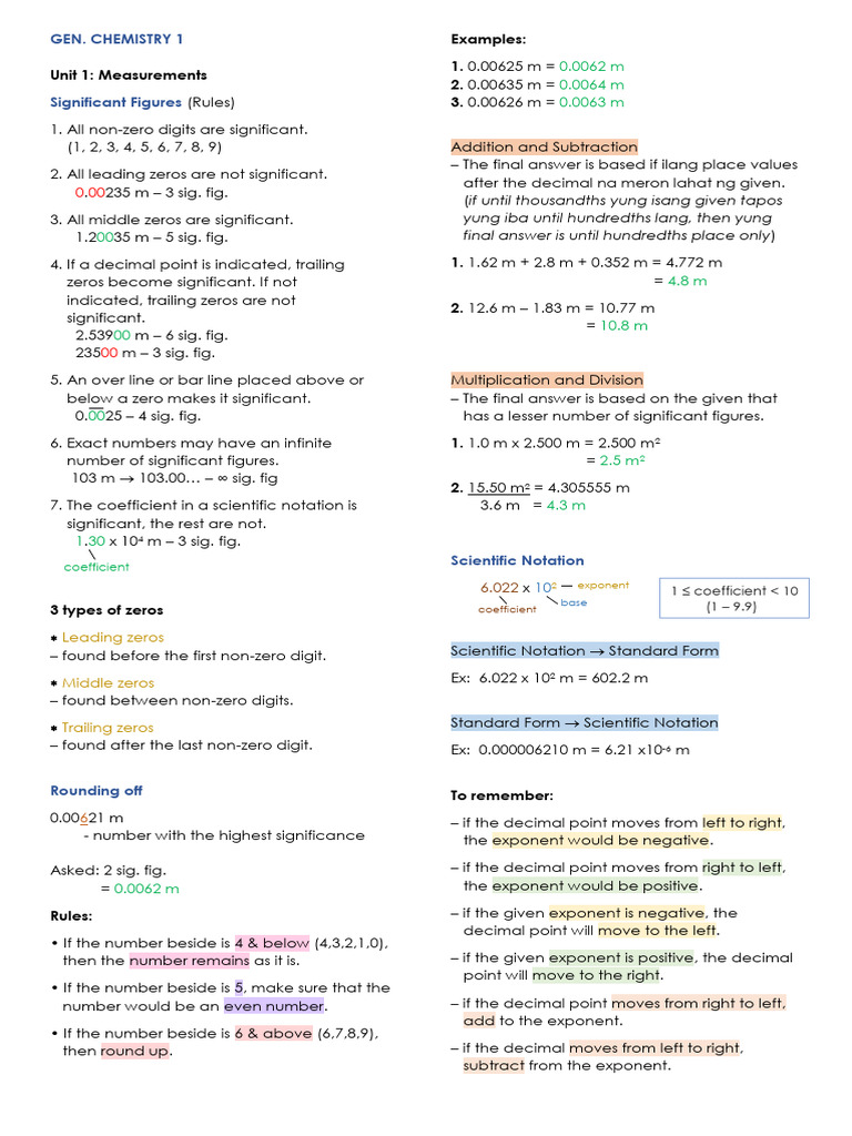 Scientific Notation and Significant Figures | PDF | Significant Figures ...