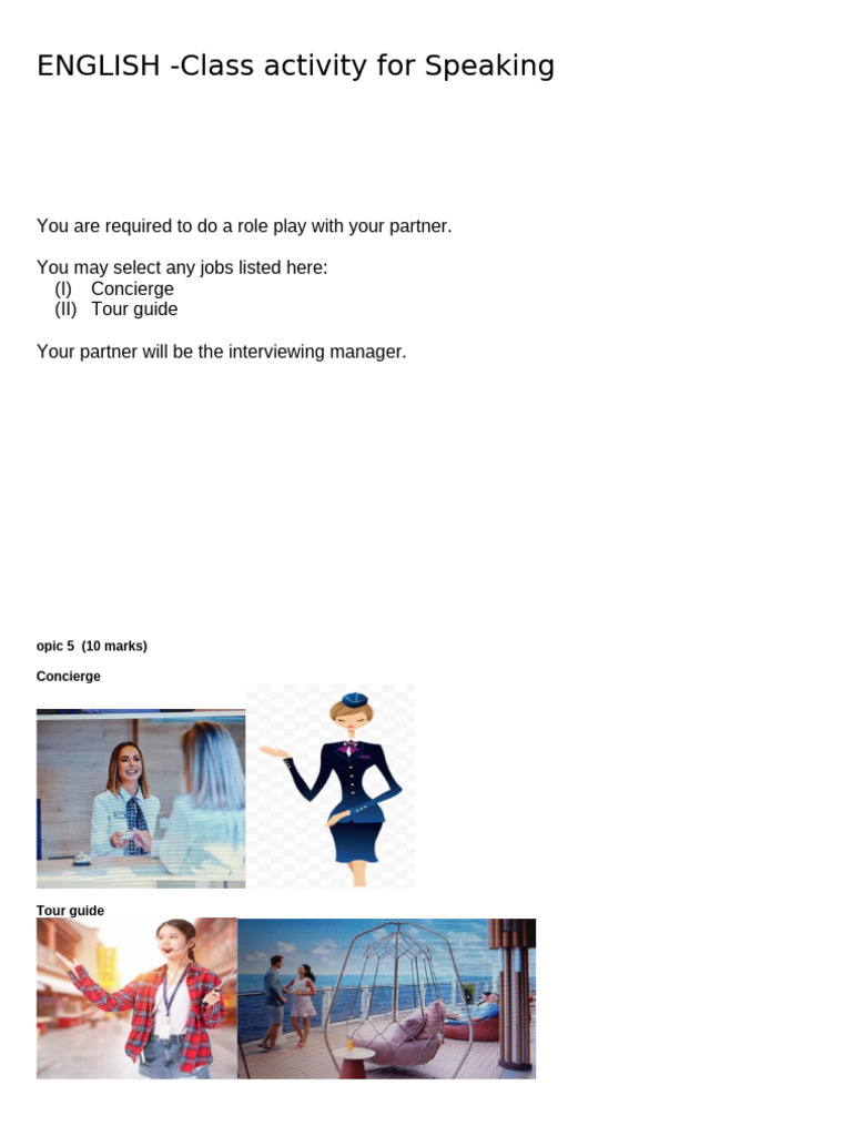 Role Play Speaking in English (Intermediate) 2024 | PDF