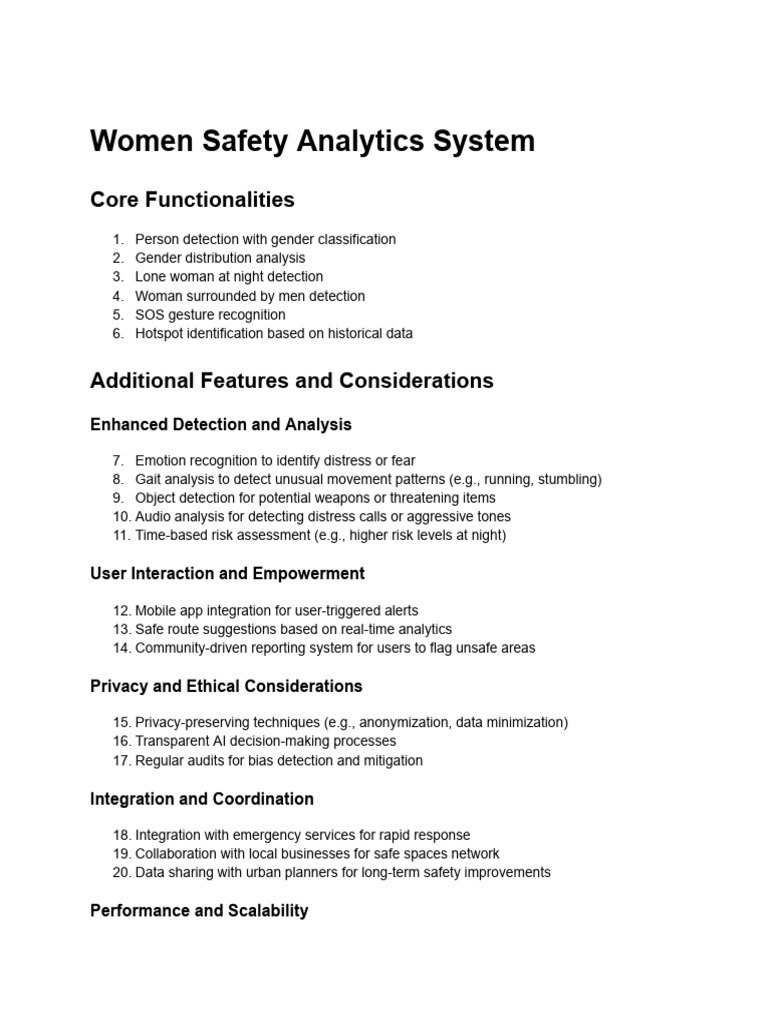 Women Safety Analytics System | PDF | Analytics | Risk
