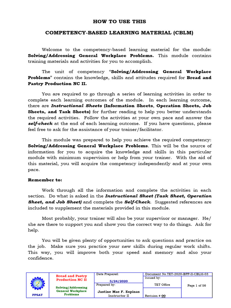 Enhanced CBLM Basic 3 | PDF | Educational Assessment | Learning