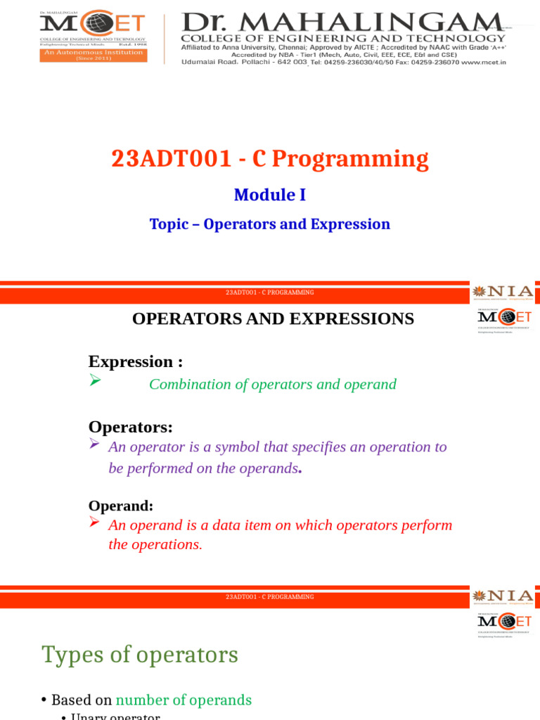 Operators & Expression | PDF | Arithmetic | Software Engineering