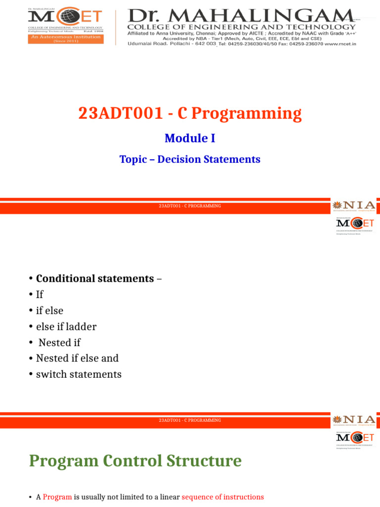 Decision Making Statements | PDF | Control Flow | Computer Science