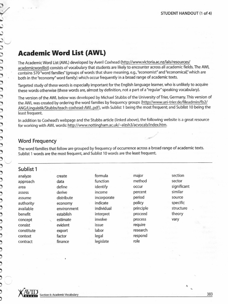 Academic Word List | PDF