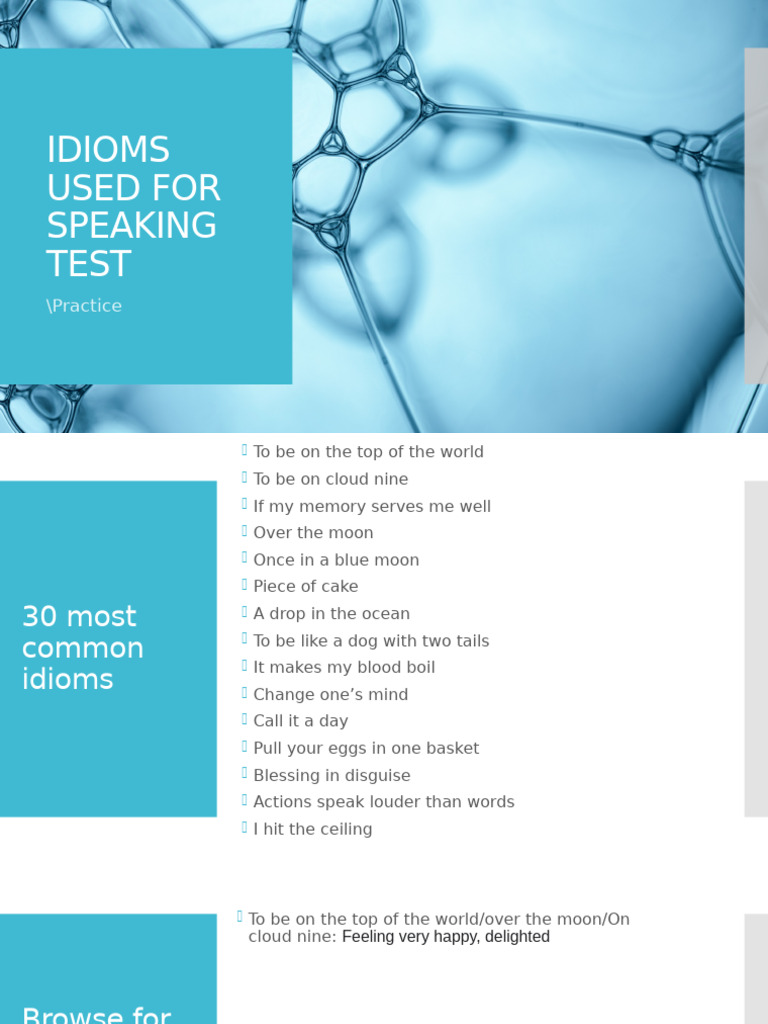 Idioms Used For Speaking Test | PDF