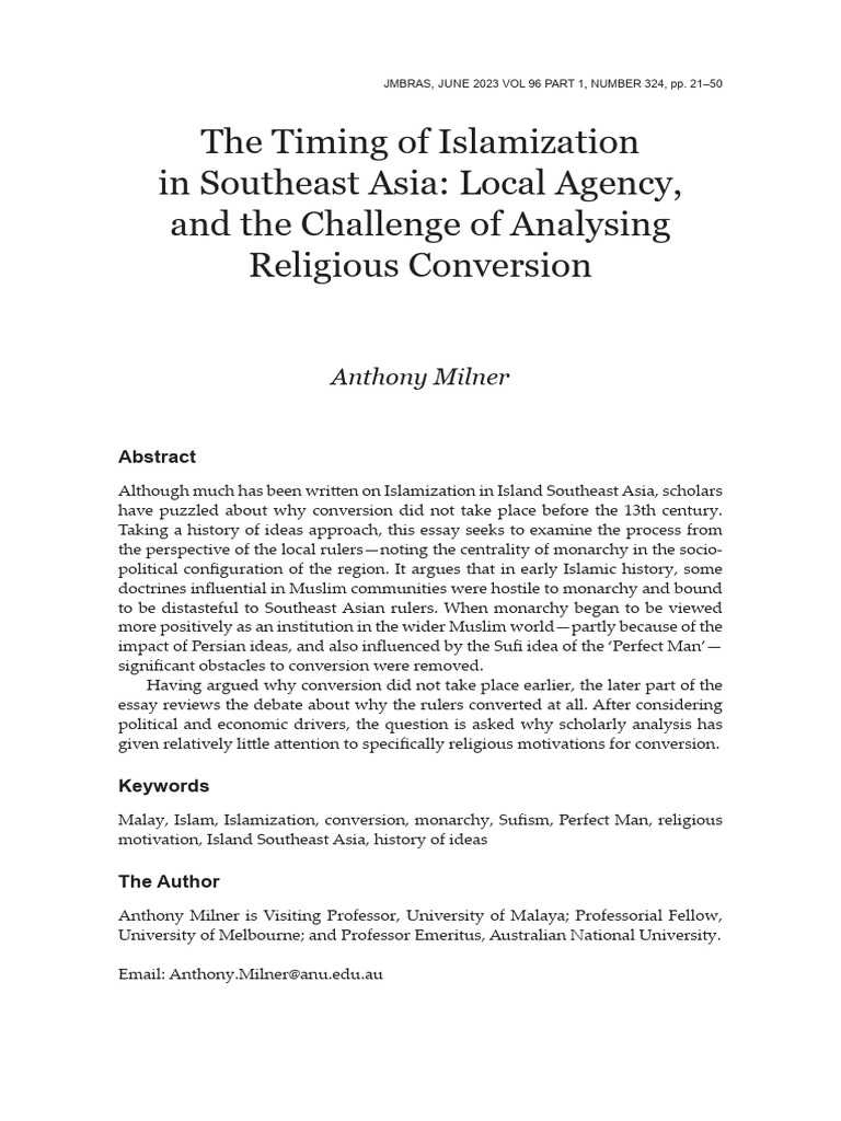 Anthony Milner | PDF | Sufism | Southeast Asia