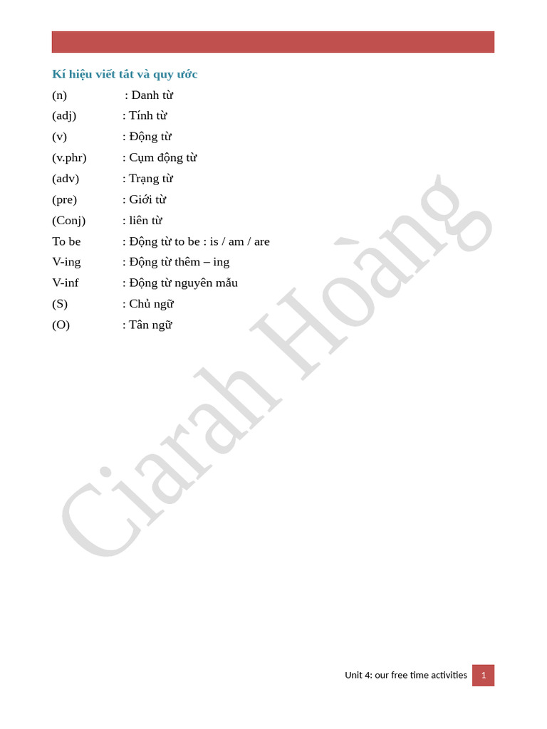 Từ Vựng Và Ngữ Pháp Unit 4 Tiếng Anh 5 GC | PDF