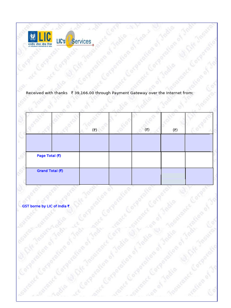 Lic Policy PaymentReceipt - 55349295 | PDF | Services (Economics ...