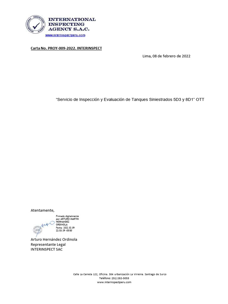Carta 009-2022 Iia Firma de Permiso de Trabajo | PDF