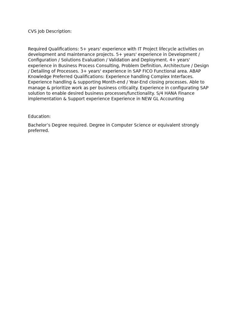 CVS Job Description | PDF