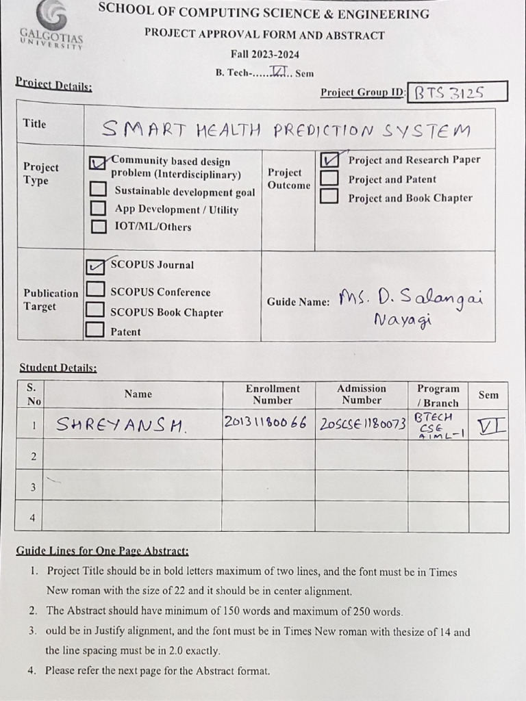 Project 4 Approval Form Sem6 | PDF